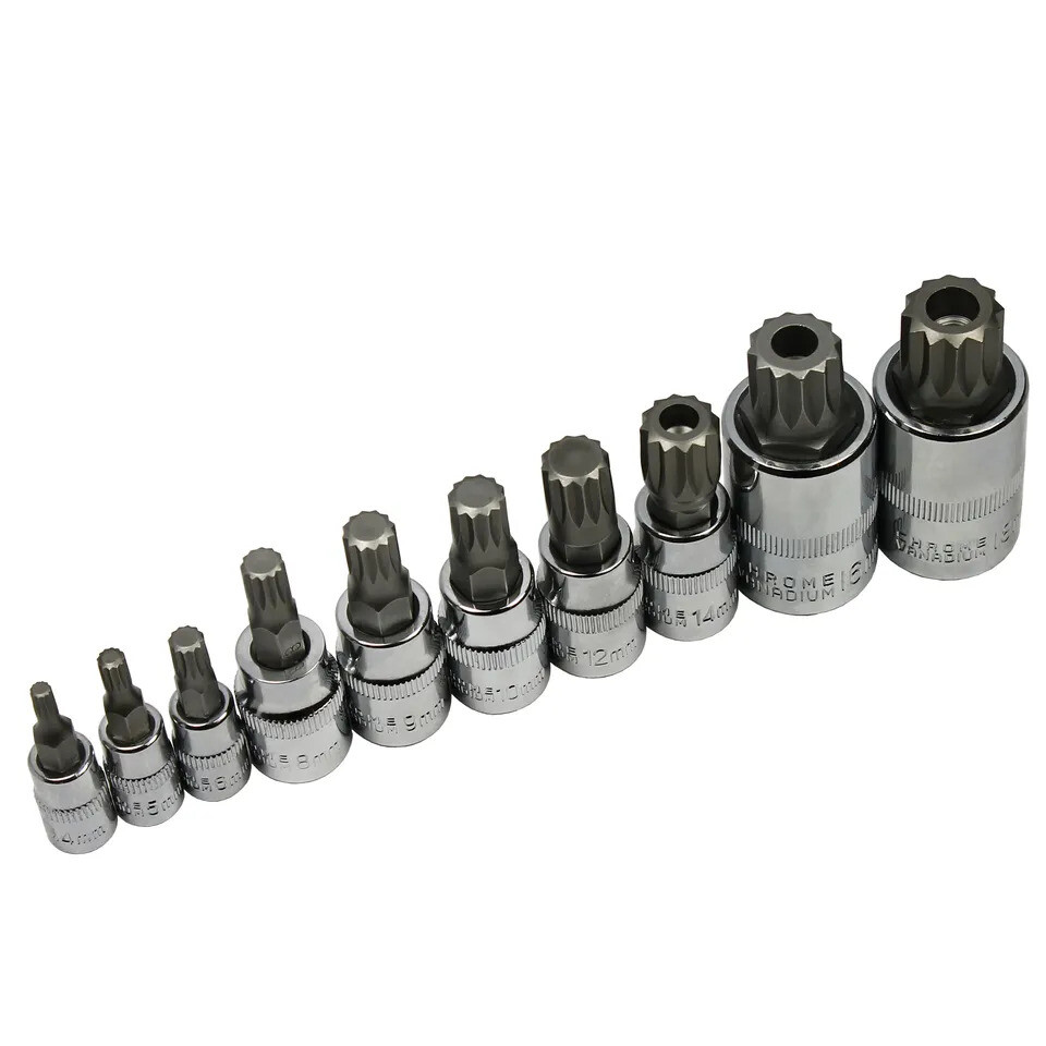 10pc XZN Triple Square 12 Point Spline Bit socket Set 4MM - 18MM | eBay