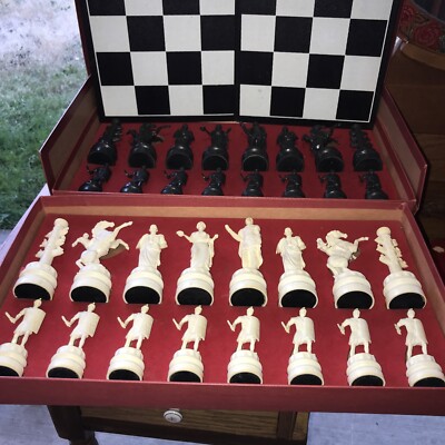 Renaissance Chessmen Classic Games Chess Set COMPLETE Ancient Rome 264 ...