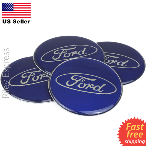 (4 Pack) Ford Wheel Center Cap Sticker Emblem Decals Resin Surface 2.55 ...