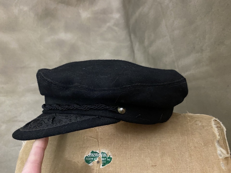 FIDDLER Wool Jewish Cap Fisherman Sailor Traditional Greek VTG Cabbie ...