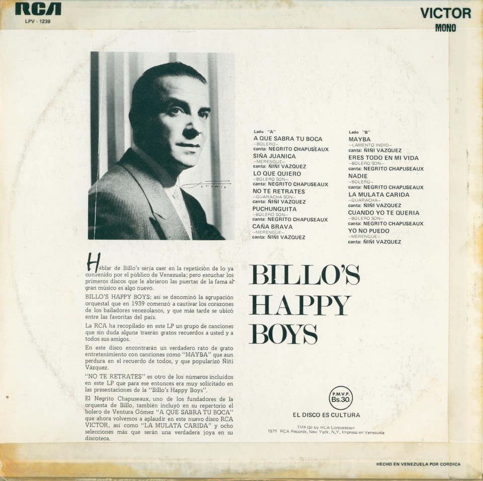 BILLO'S HAPPY BOYS - LP RCA USA - 1971 | eBay