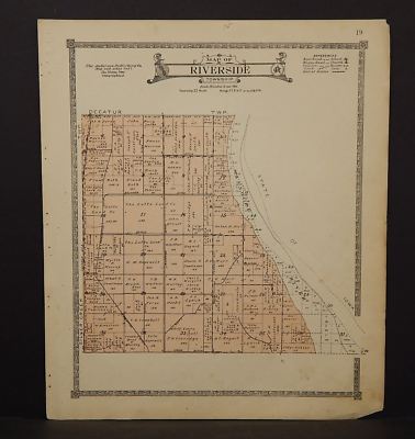 Nebraska Burt County Map Riverside Township 1922 L11#93 | eBay