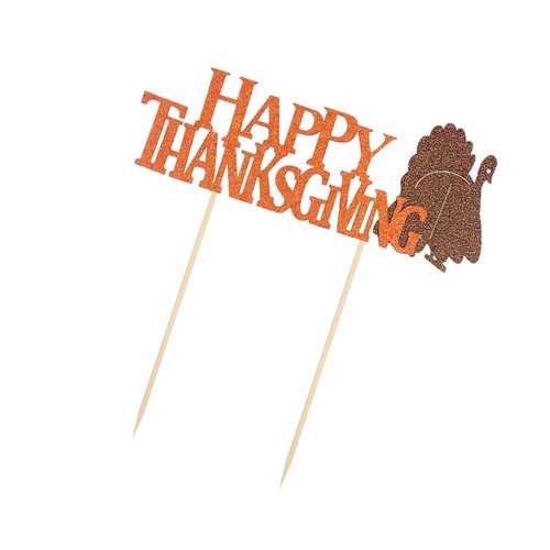 5 Pcs Thanksgiving Cake Decorations Cupcake Topper Happy Pick Picks ...