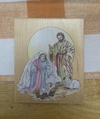 Large Stamps Happen 80129 Nativity Christmas Manger Wood-Mounted Rubber ...