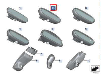 BMW X1 F48 Interior Rear View Mirror 51169243589 9243589 NEW GENUINE ...