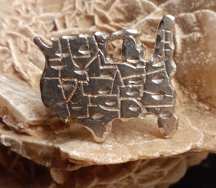 Vintage Sterling Silver United States Map outline Map… - Gem