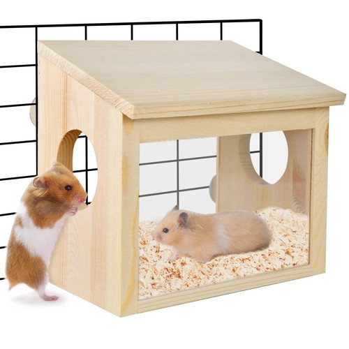 Wooden Hamster House Landscaping Cabin Hamster Hideaway for Rat Hamster ...