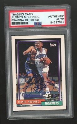 1993 Topps, Signed Alonzo Mourning #393 Rookie Card Hornets, Authentic ...