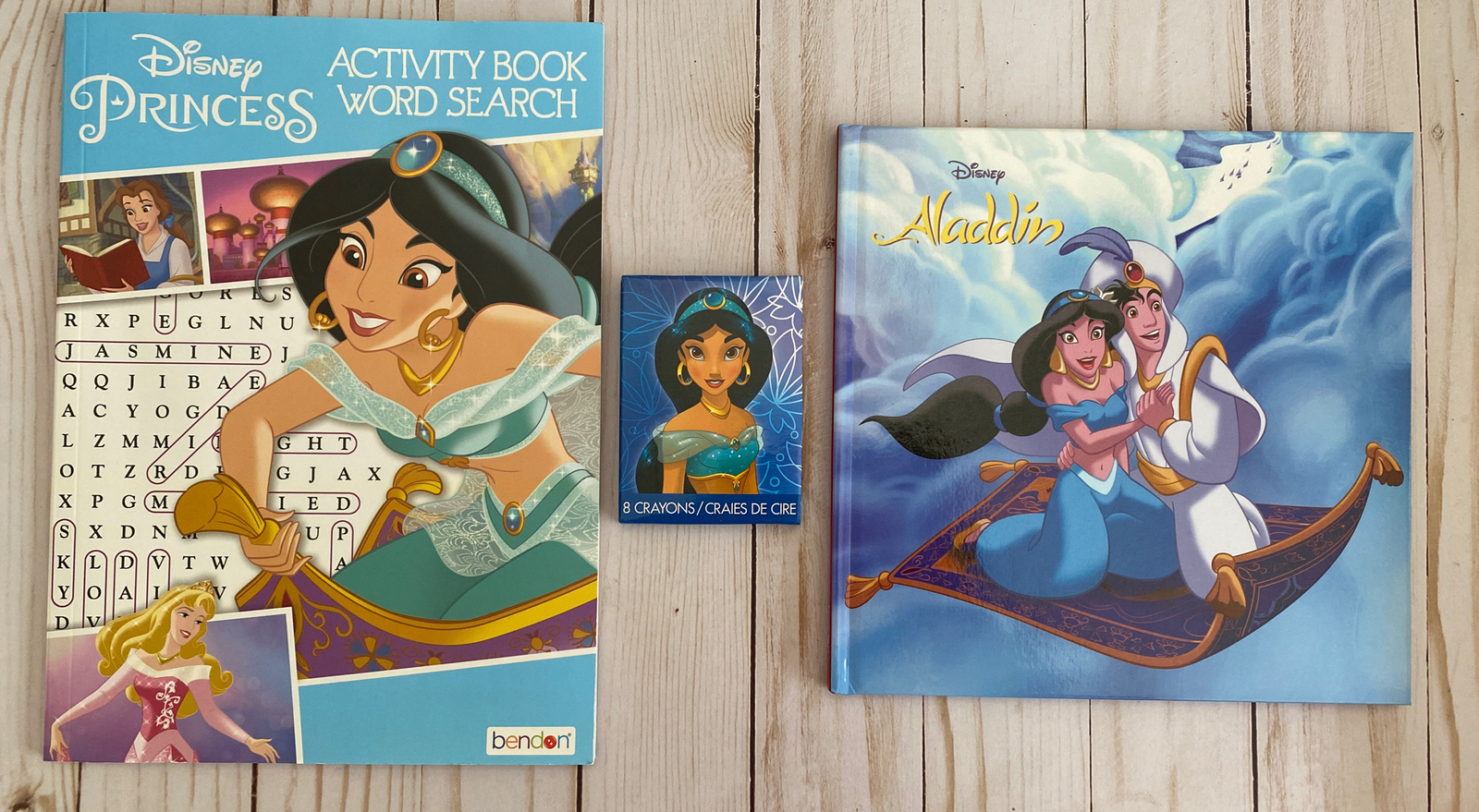 Jasmine Aladdin Book Set Word Search + Crayons + Hardcover Story Book ...
