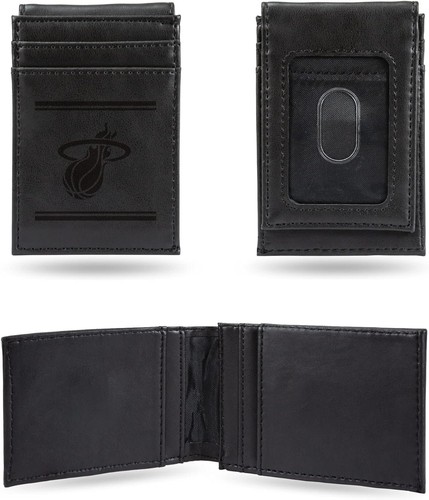 Miami Heat Premium Black Leather Wallet, Front Pocket Magnetic Money ...
