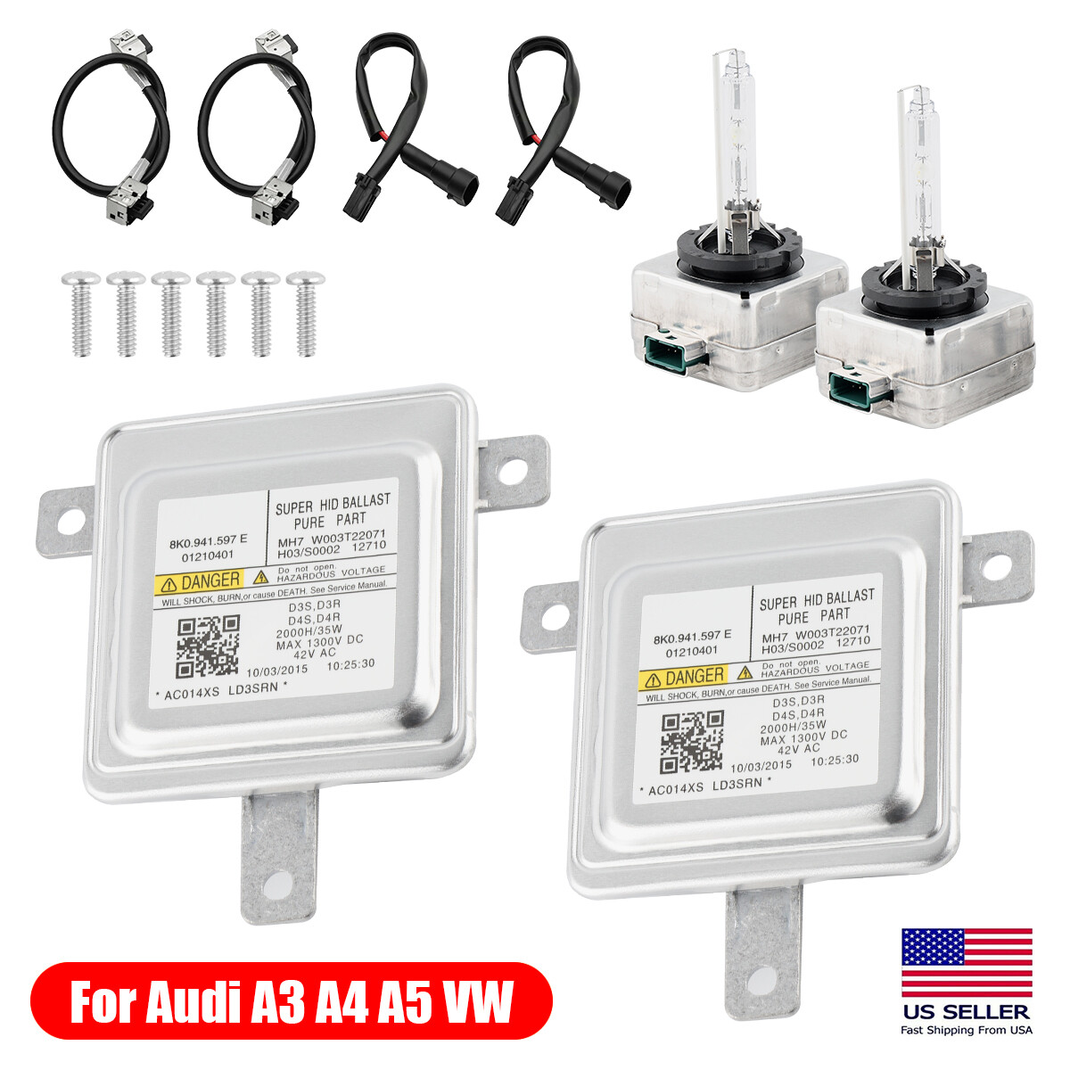 2Set HID Xenon Ballast &Bulb D3S Headlight Control Unit Module For Audi ...