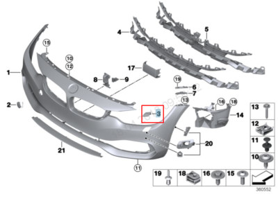 NEW BMW 4 F36 RIGHT HEADLIGHT WASHER COVER 51117363394 7363394 2016 OEM ...