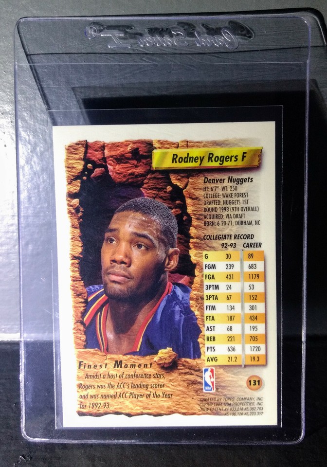 1993-94 Topps Finest Rodney Rogers #131 Rookie Basketball Card | eBay