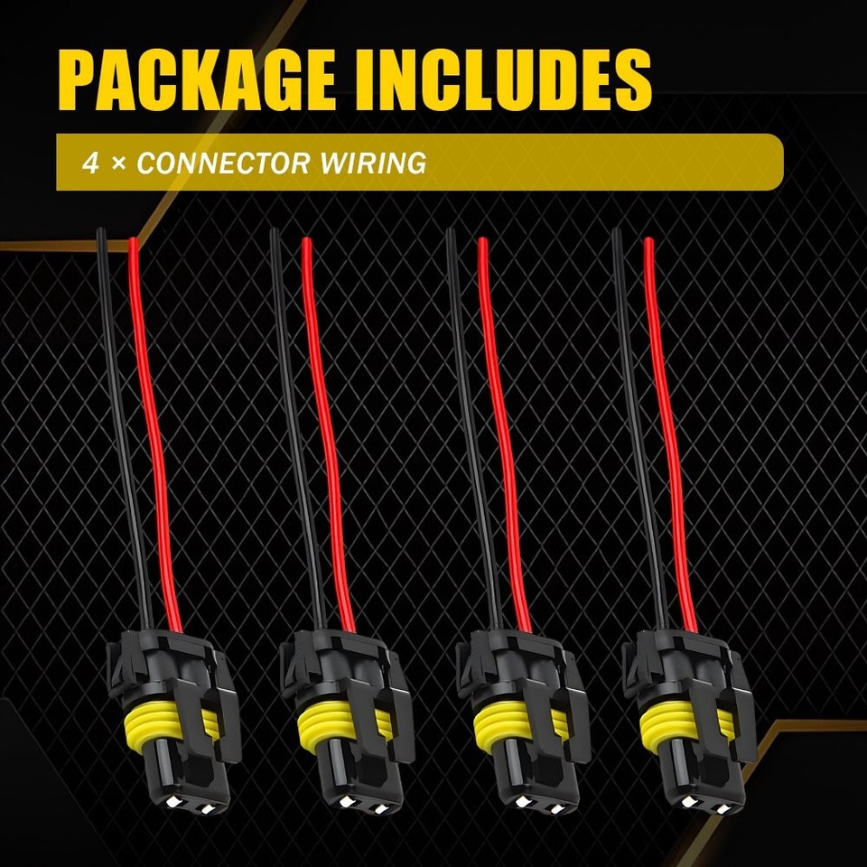 4x 9006 9005 Sockets Bulbs Adapter Headlight Conversion Wire Pigtail ...