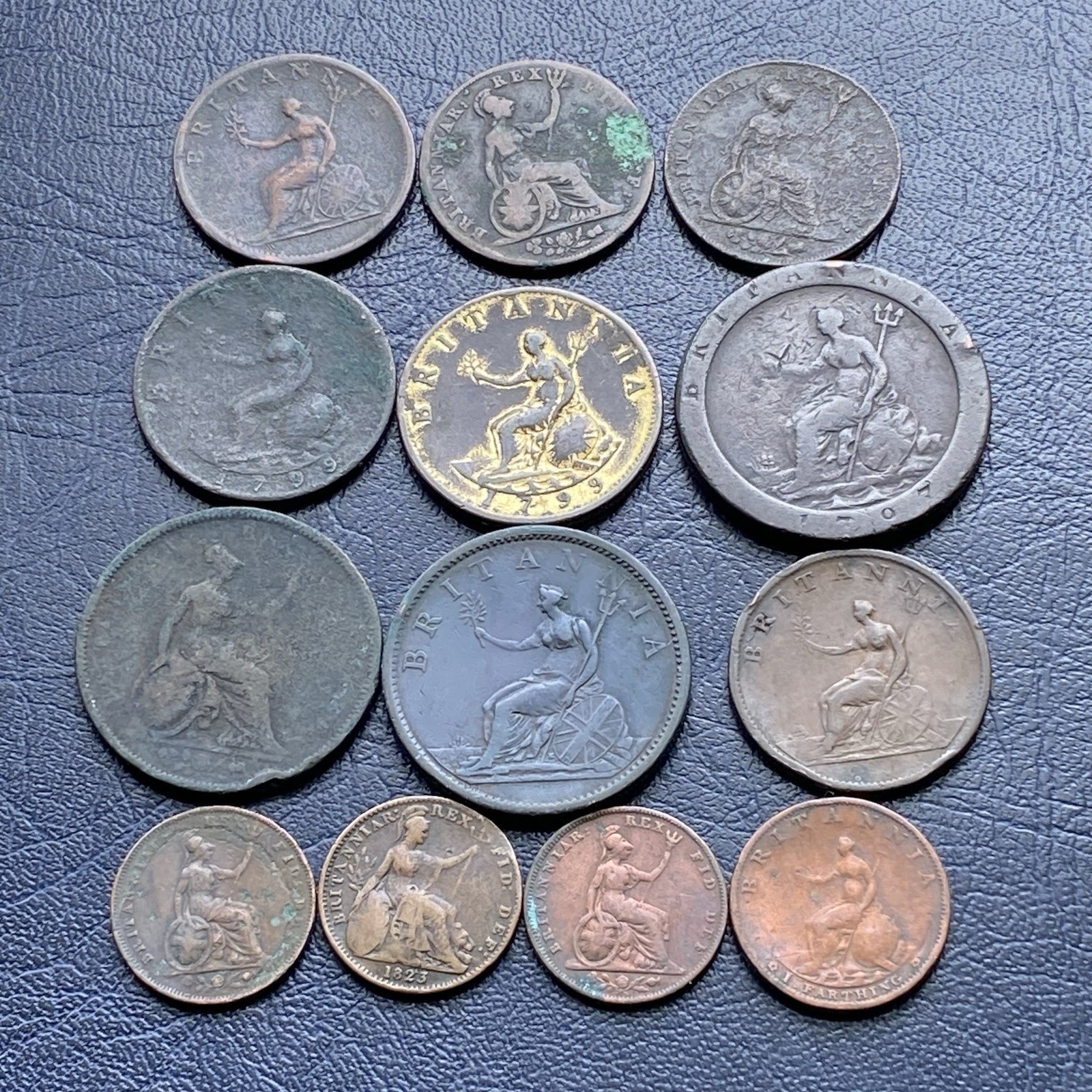 George III - William IV Coins (13) Farthing Half Penny Cartwheel 1799 ...