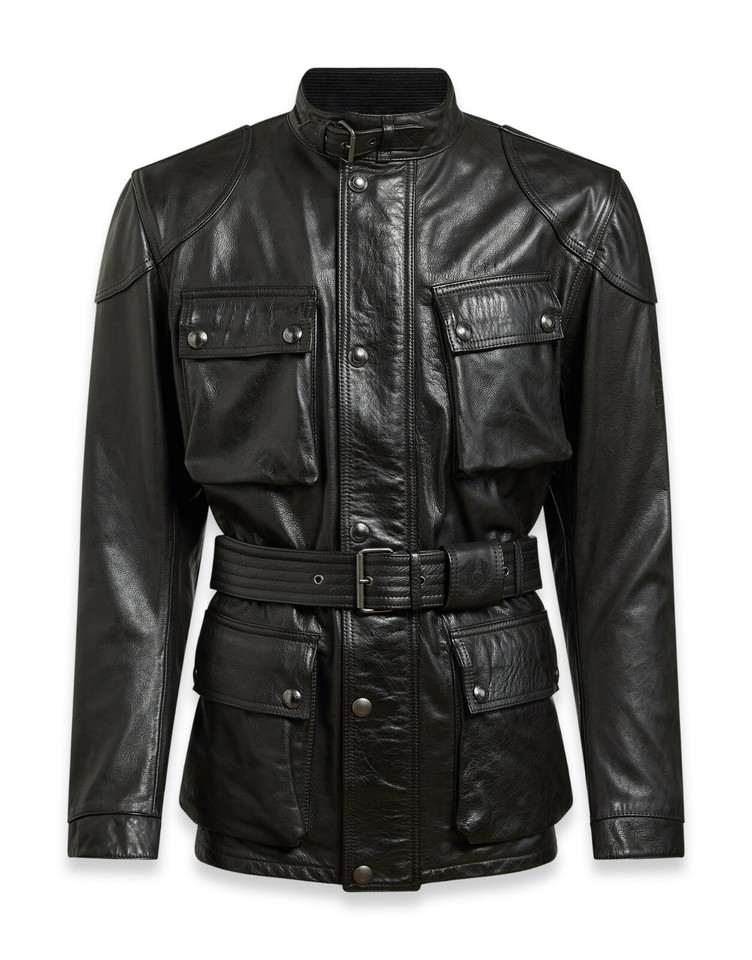 Belstaff Trialmaster Bovine Leather Motorcycle Jacket - Antique Black ...