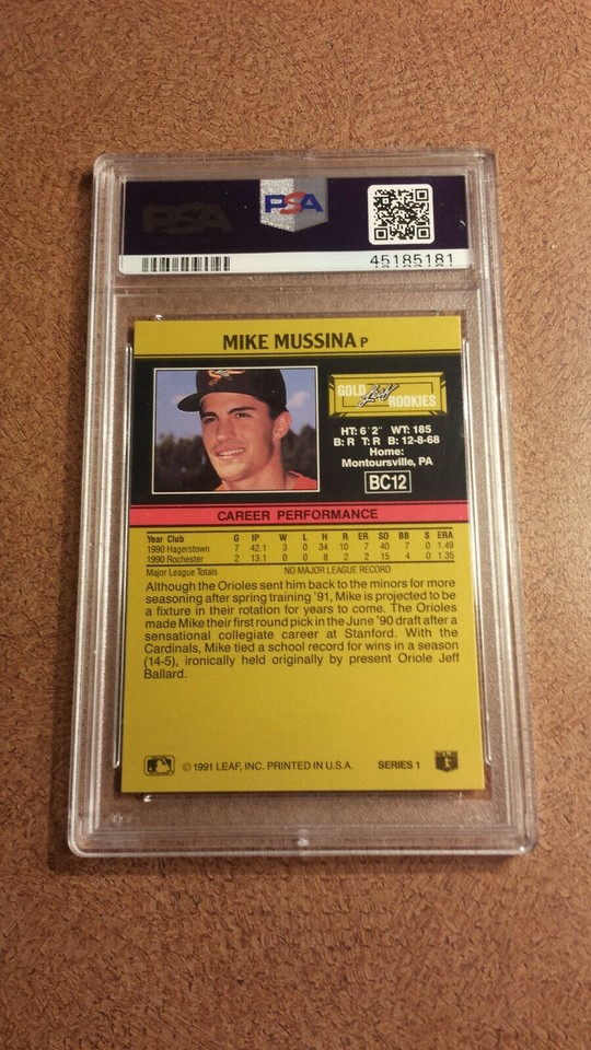 MIKE MUSSINA 1991 LEAF GOLD PSA 8 ROOKIE CARD. | eBay