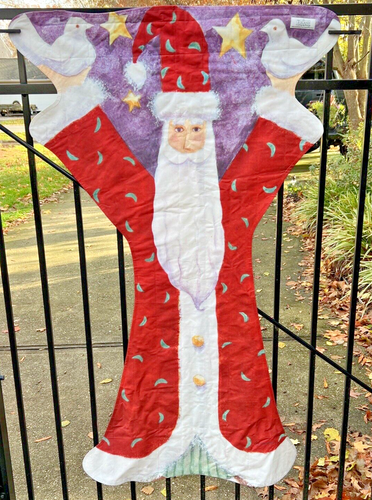 Large Figural Primitive SANTA 2-Sided Flag Toland USA Carol Endres 32 ...