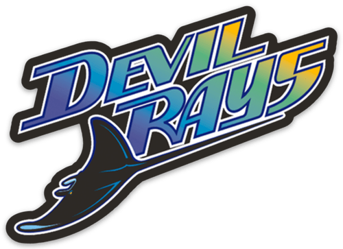 Tampa Bay Devil Rays Floating Devil Ray w/ Word Font Logo Type Die-Cut ...