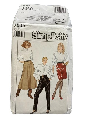 Simplicity pattern 8869 Womens Size 14 Lined Skirts & Pants Vintage yr ...