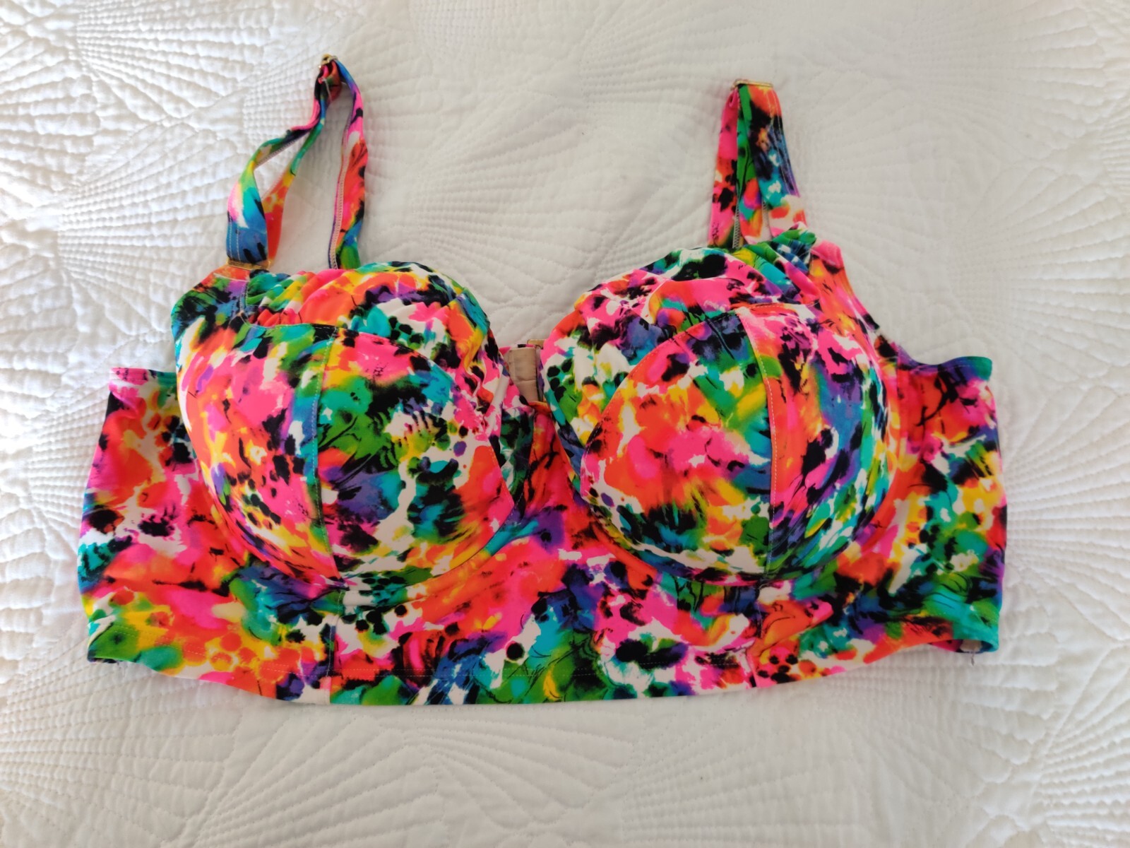 42d Smart And Sexy Colorful Bathing Suit Longline Bikini Top Underwire
