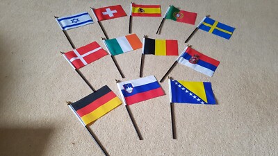 Table Desk Top Flag Flags handheld Europe 10 COUNTRIES football job lot ...