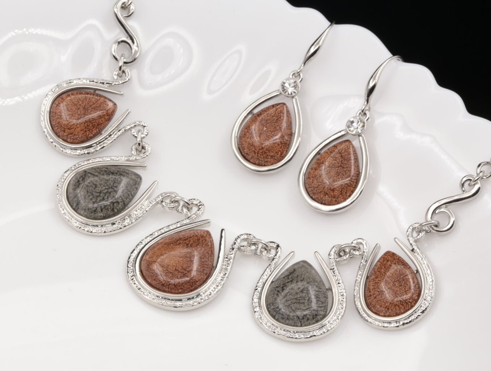 crystal teardrop lucite collar necklace dangle earrings woman party ...