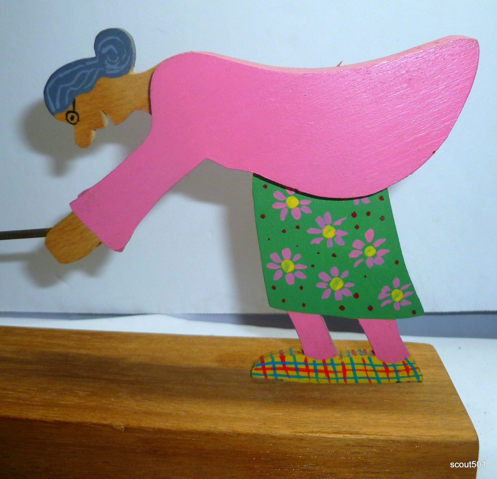 Vintage Folkart Primitive Toy Grandma Carnival Strongman Game Strength ...