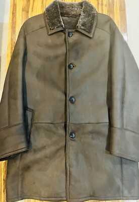 Gallotti Shearling Fur-Lined Brown Leather Coat 40 US 50 EU | eBay