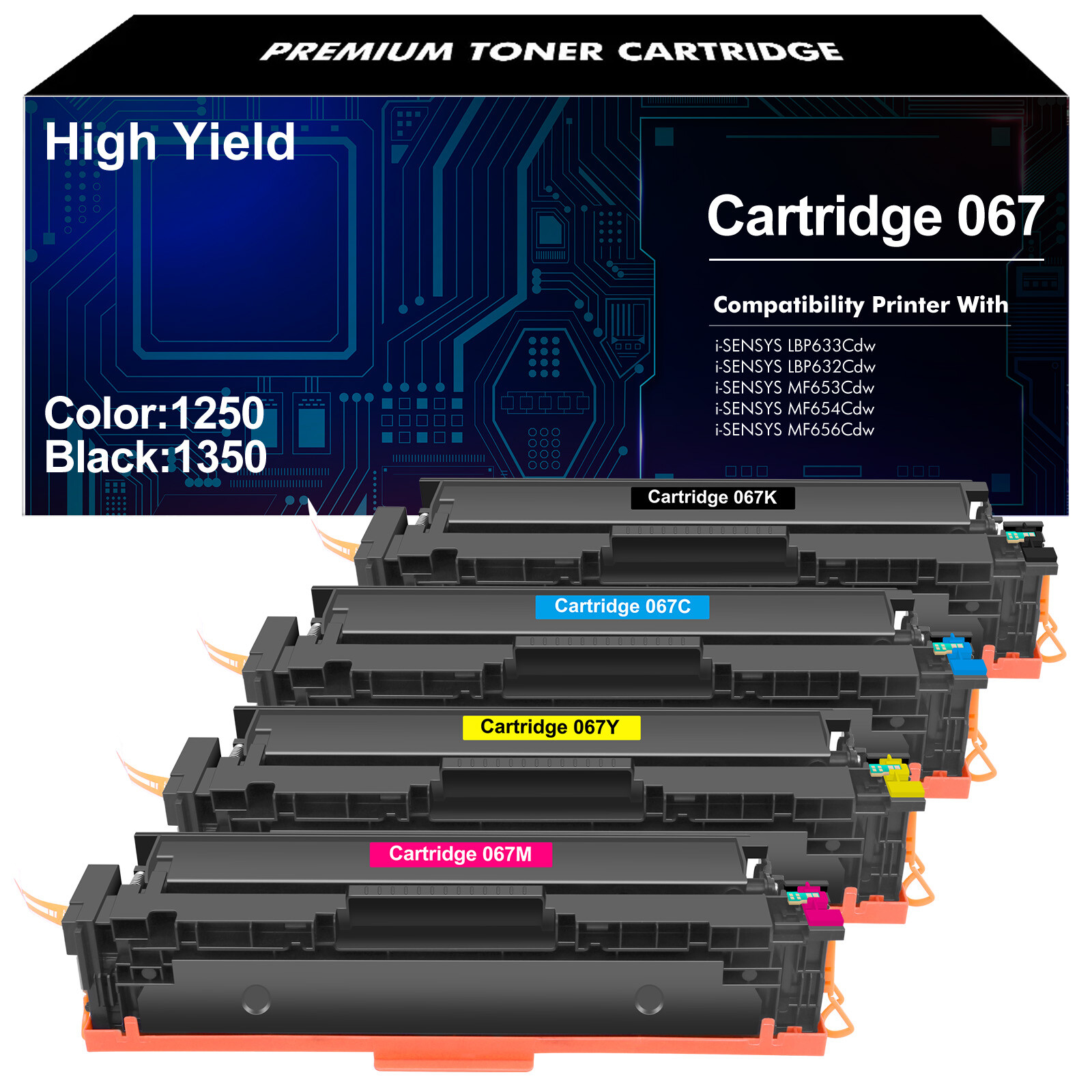 067 Toner Set 4 Color High Yield for Canon MF651CW MF653CDW MF654CDW ...