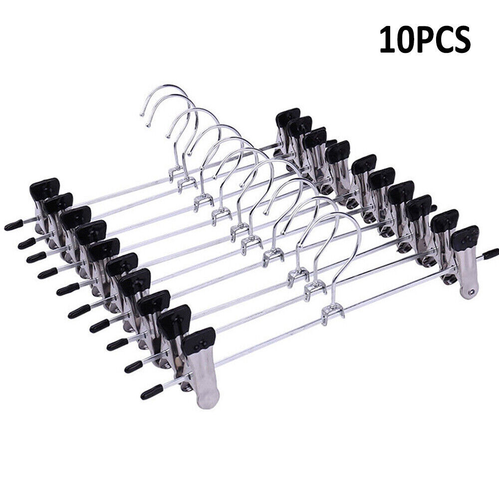 10/20/40PCS Strong Metal Clips Hangers Chrome Clothes Coat Trouser ...