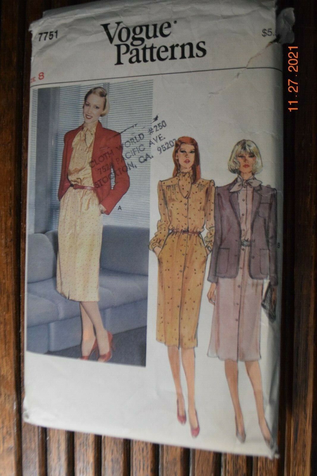Misses Dress Jacket Size 8 Vogue 7751 Sewing Pattern Uncut | eBay