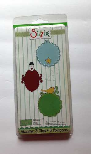 NEW Sizzix Sizzlits 3 Die CHRISTMAS SET, TAGS 655526 Snowman Bird Star ...