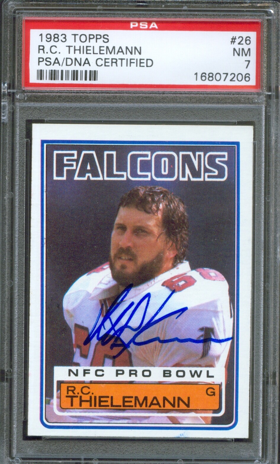 1983 Topps AUTOGRAPH #26 R.C. THIELEMANN Falcons ARKANSAS Razorbacks ...