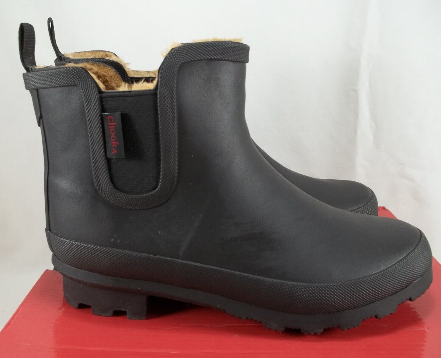 Chooka Women's Waterproof Plush Chelsea Bootie Boot Black Size 8 for ...