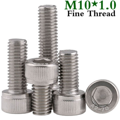 M10 - 1.0 Fine Thread Stainless Steel Hex Socket Head Cap Screws Bolts ...