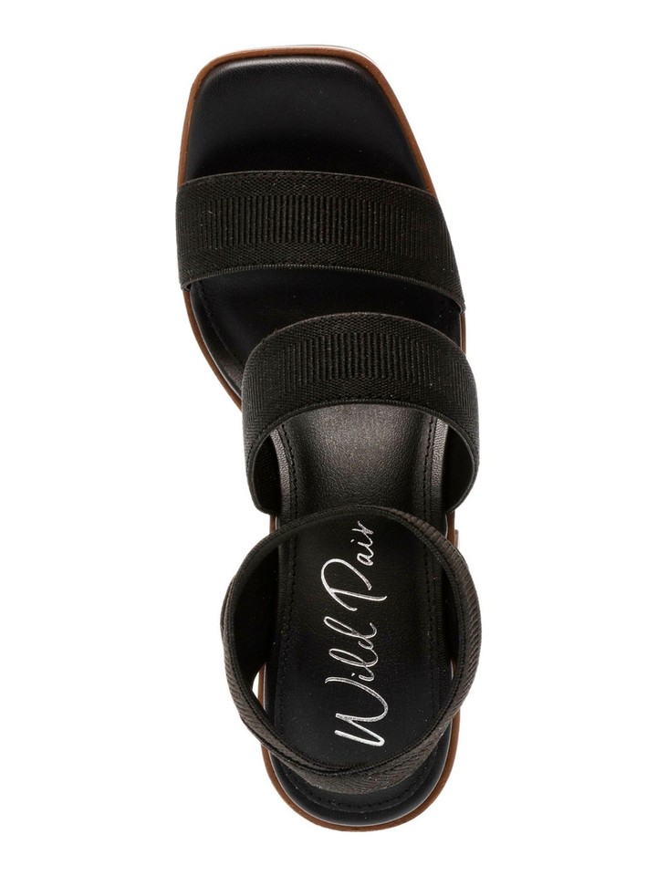 WILD PAIR Womens Black 1-1/2" Wood-Grain Platform Scarlitt Flare Sandal ...