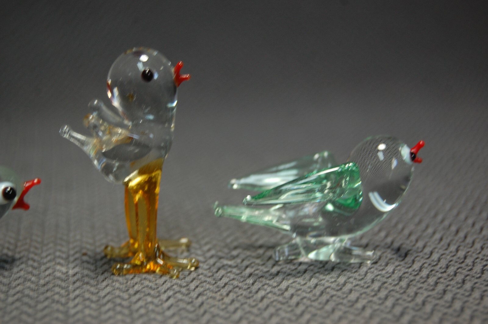 3PC Hand Blown Glass Bird Miniature Figurines | eBay
