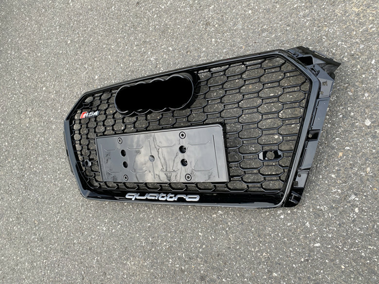 RS4 Stil Grill Kühlergrill Frontgrill Glänzend Schwarz Für Audi A4 B9 ...