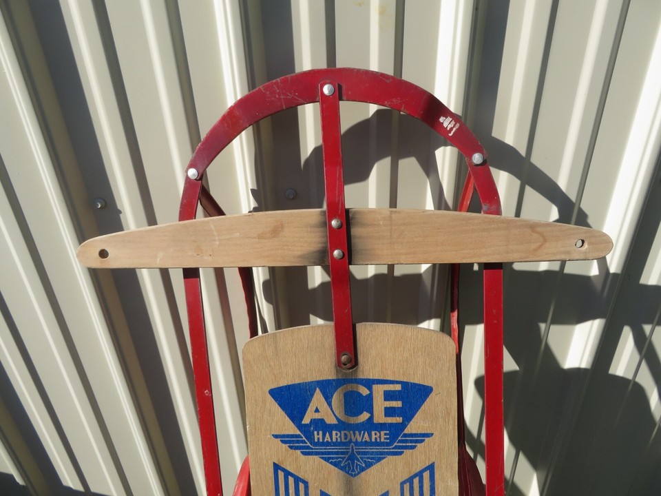 1950s ACE HARDWARE PACER METAL/WOOD SNOW SLED 54” | eBay