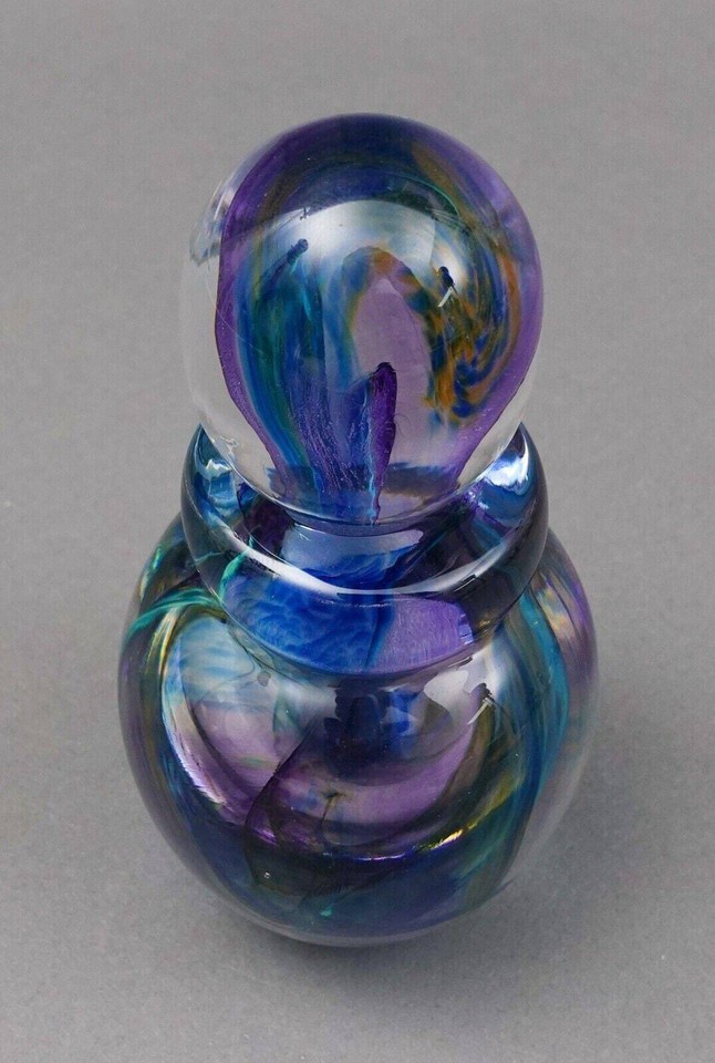 Andrew Shea Signed Hand Blown Art Glass Swirl Perfume Bottle With ...