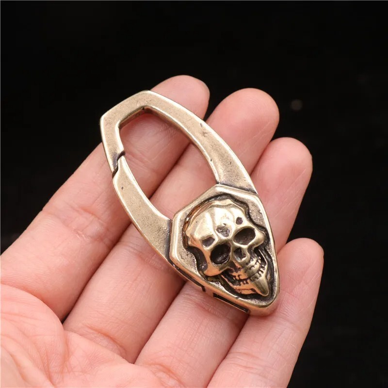 Vintage Punk Brass Skull Face Car Keychain Trinket Skeleton Key Chain ...
