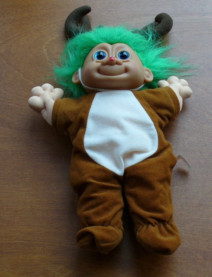 Russ Troll Kidz Rudy Troll Plush Doll Christmas Reindeer Green Hair | eBay