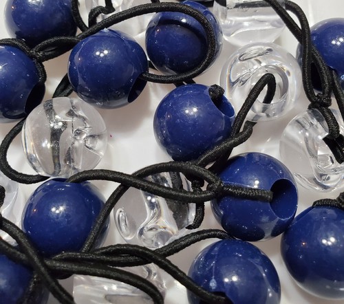 CLEAR navy blue Knocker Scrunchies bead hair tie girl Ball Ponytail ...