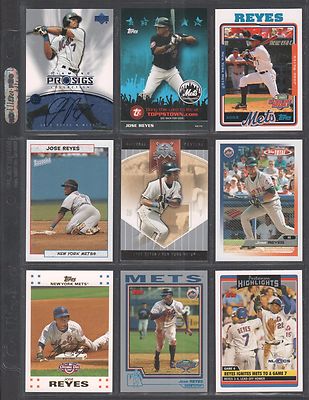 JOSE REYES ~ Lot of (9) Different Baseball Cards w/ Display Sheet (L32 ...