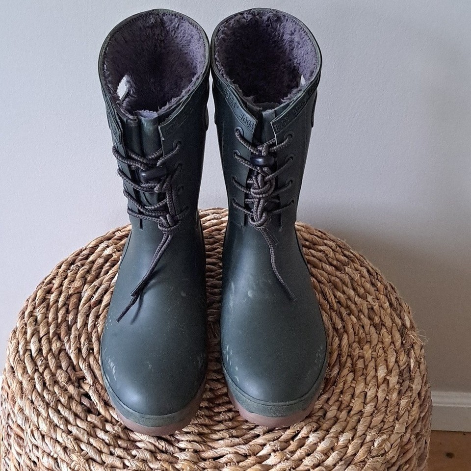 BOGS WOMENS AMANDA II LACE UP GREEN RUBBER WATERPROOF/INSULATED BOOTS S ...