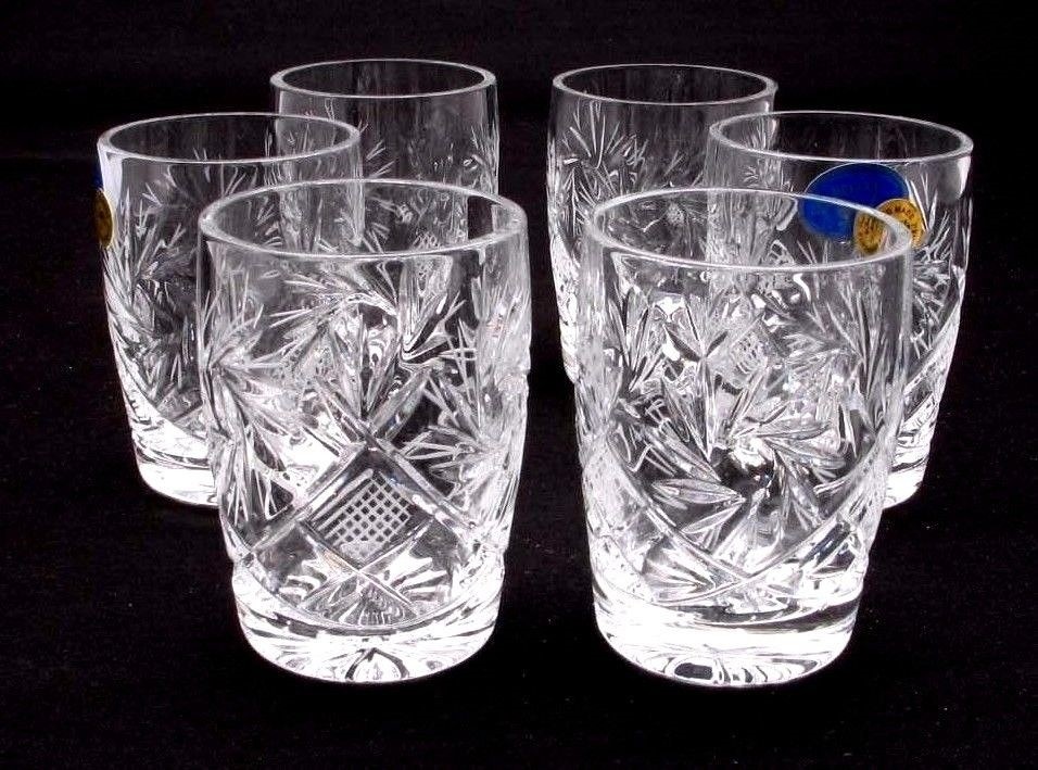 Set of 6 Russian Cut Crystal Shot Glasses 1.7 oz - Soviet / USSR Vodka ...