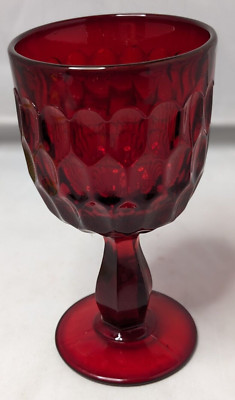 Vintage Fenton Ruby Red Thumbprint Wine Glass Goblet 6.5" | eBay