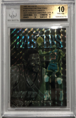 97-98 Finest Embossed Silver Refractor PATRICK EWING BGS 10 Error Card ...