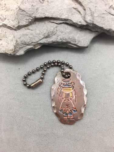 Native American Indian Kachina Dancer Key Fob Tag Keychain Copper Oval ...